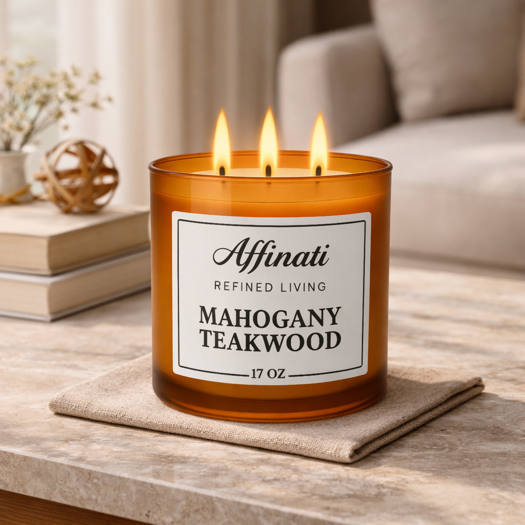 Mahogany Teakwood 3-Wick Candle | Bold Luxury Aroma – Affinati